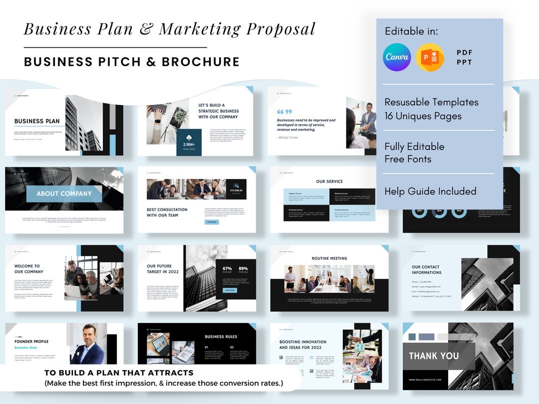 Business Plan Template, Canva Template, Business Presentation Template ...