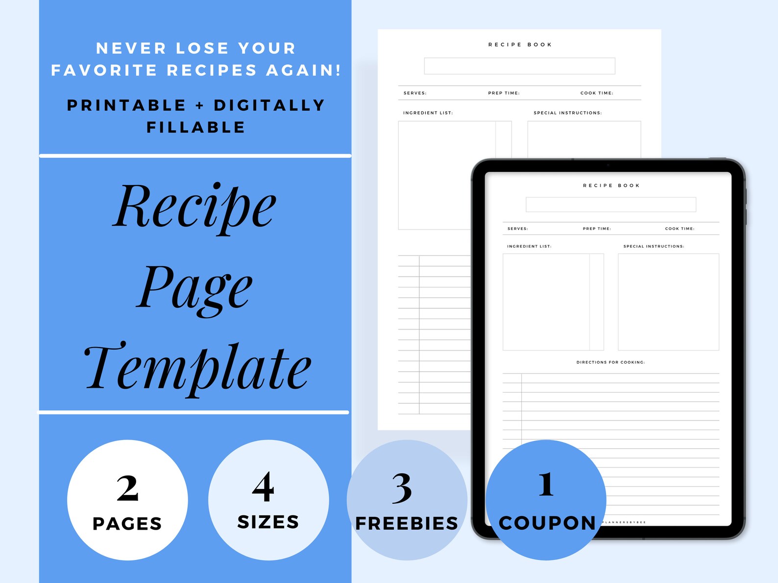 Recipe Book Template Fillable Recipe Sheet Template Simple - Etsy