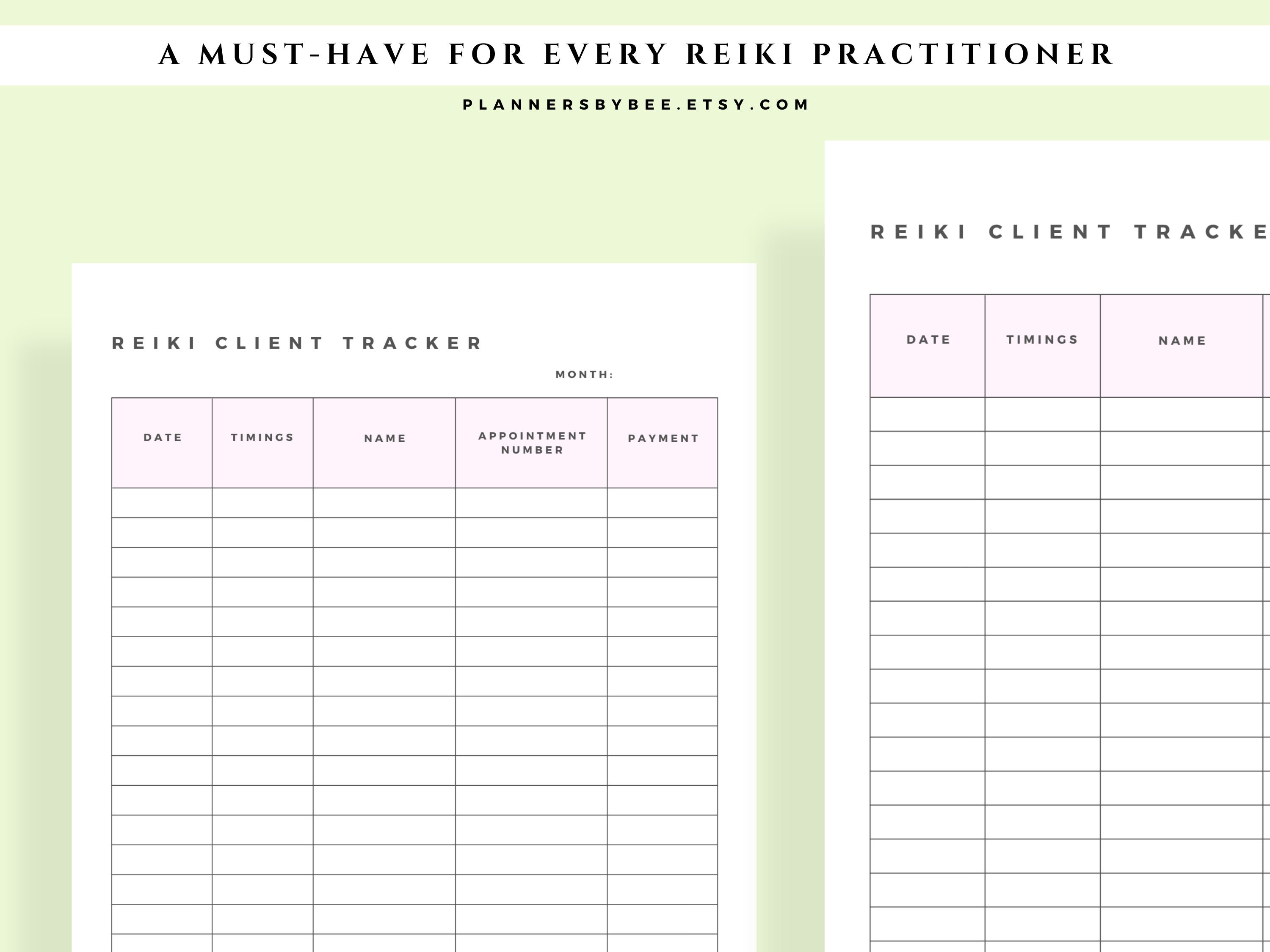Reiki Client Tracker Form Reiki Client-session Log Form Reiki - Etsy