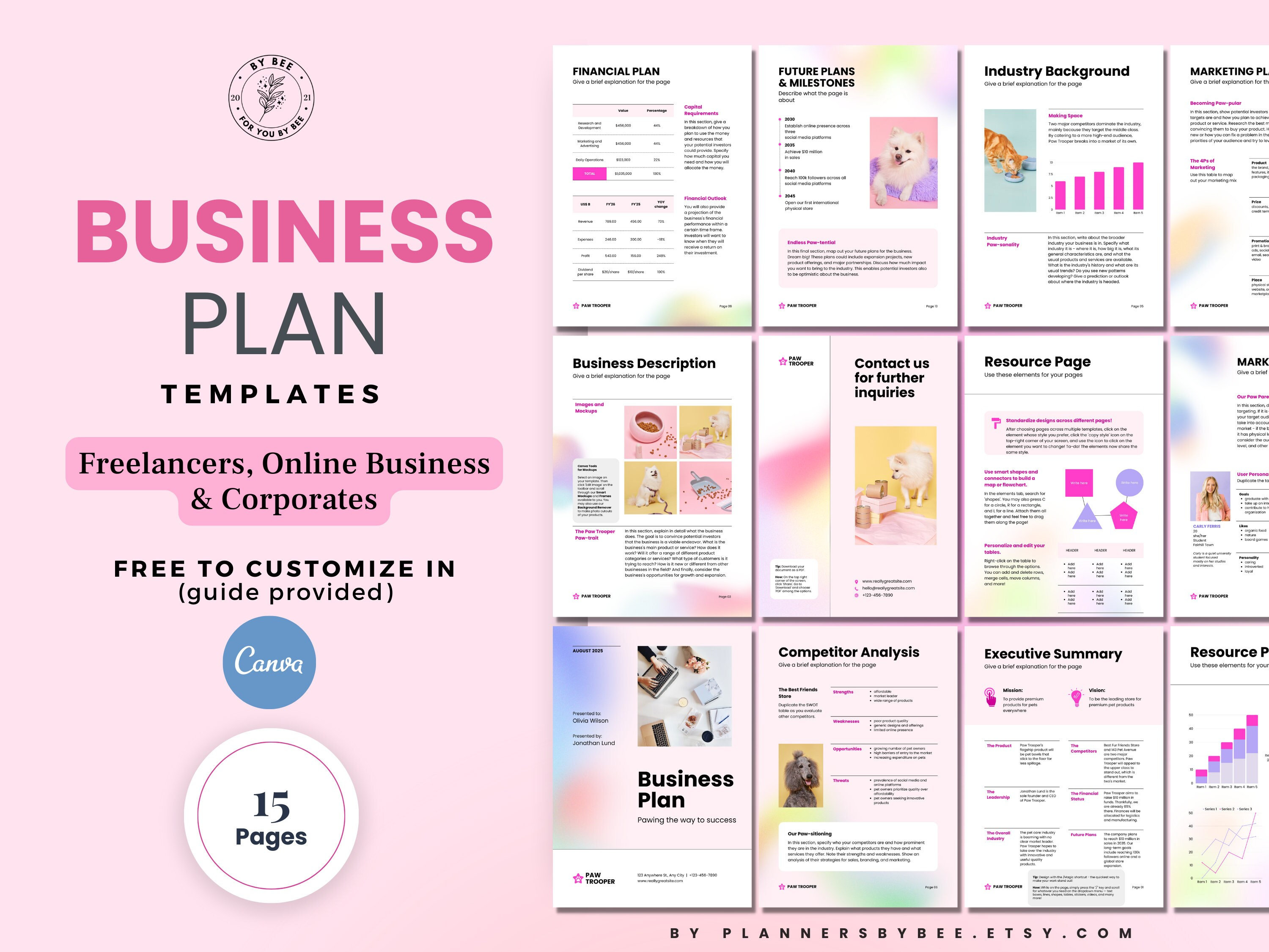 Business Plan Template Canva Template for Business Plan - Etsy