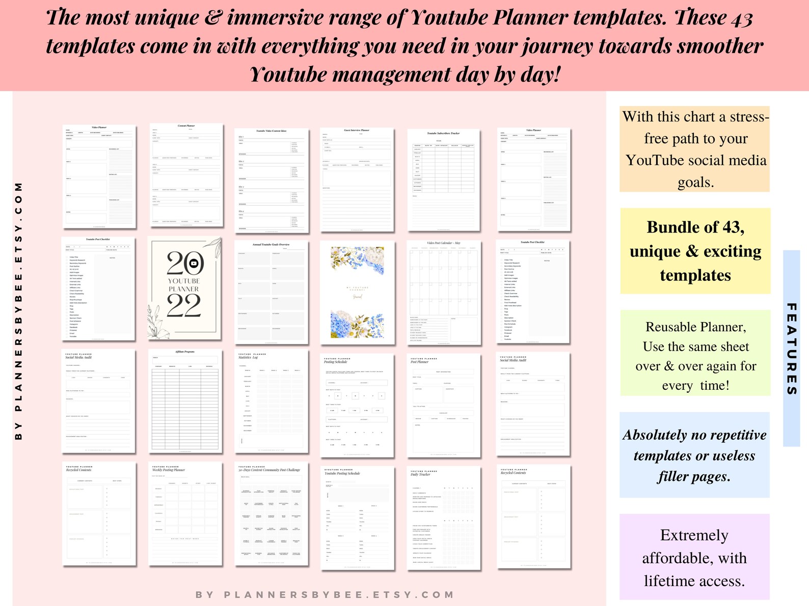 Youtube Planner Social Media Video Vlog Tracker Youtube - Etsy