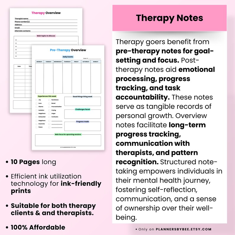 Therapy Notes Therapy Session Log Pre and Post Therapy - Etsy