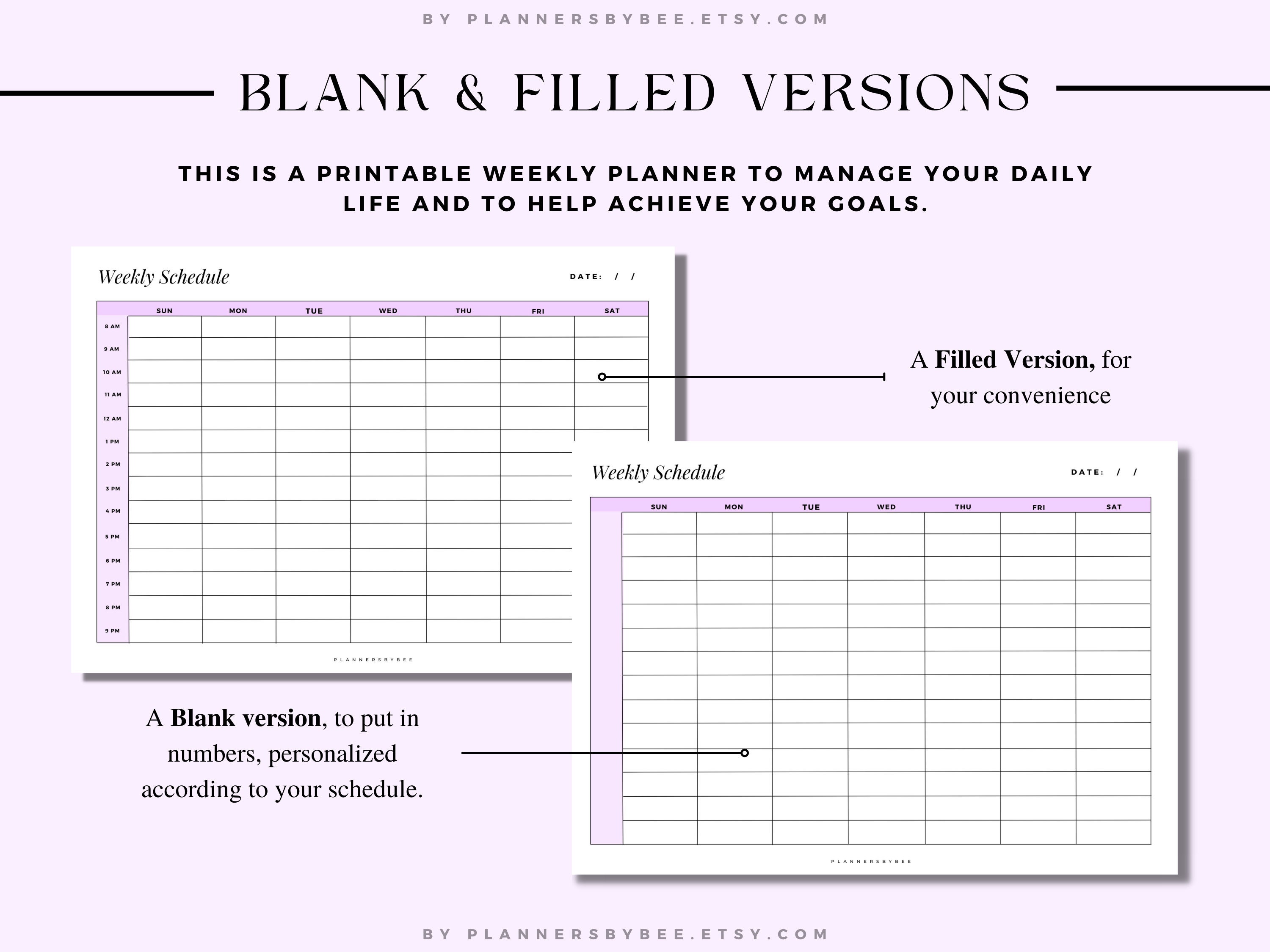 Week at a Glance Weekly Study Planner Printable Simple - Etsy