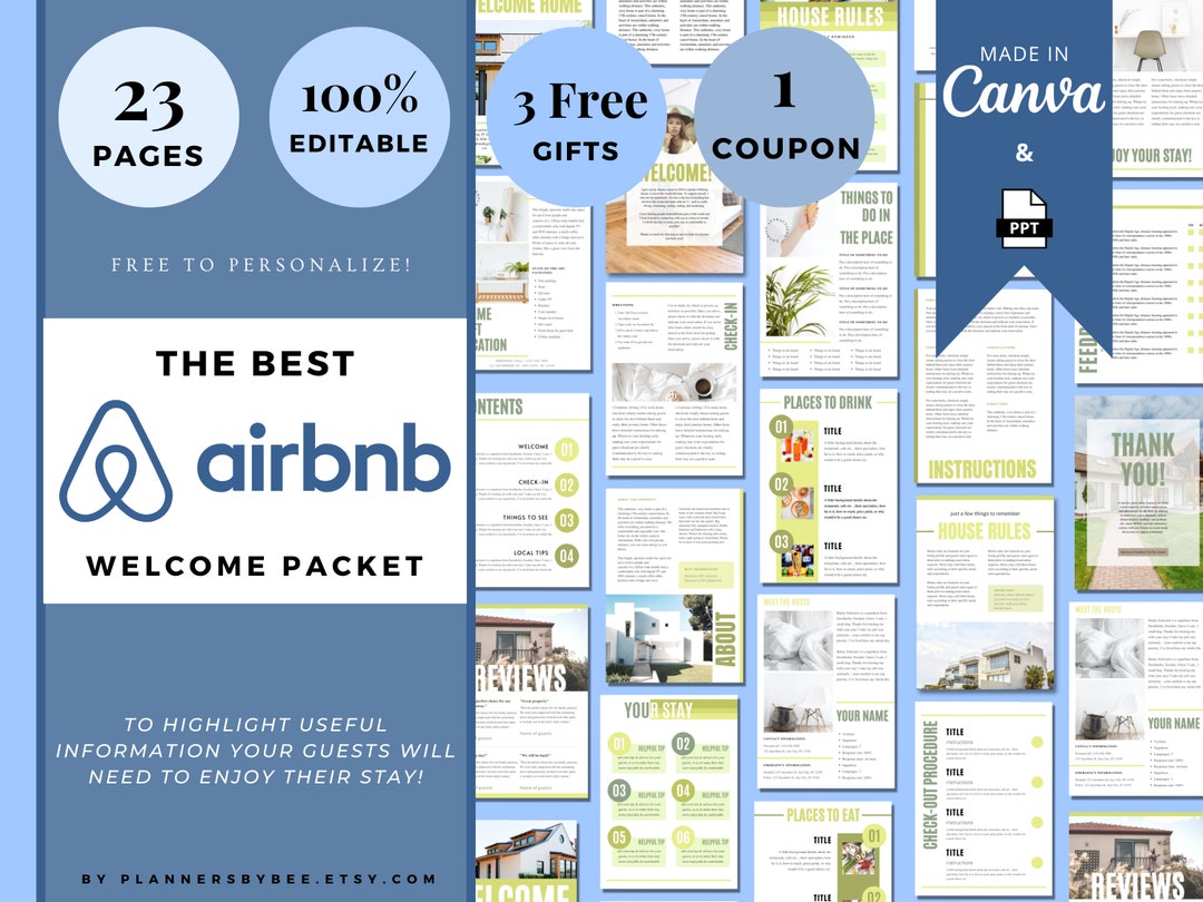 Welcome Book Template, Airbnb Welcome Guide, Editable Canva Air Bnb ...