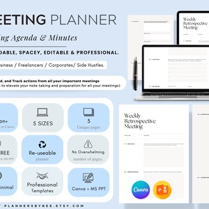 Meeting Notes Template, Editable Meeting Minutes, Printable Business ...
