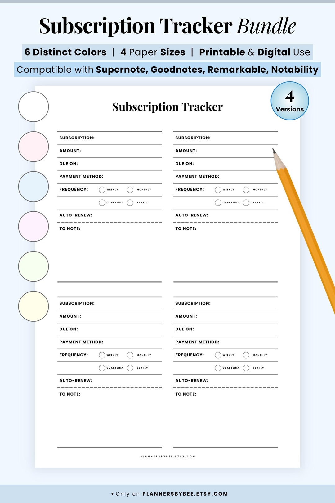Subscription Tracker Printable, Membership Checklist, Expense Tracker ...