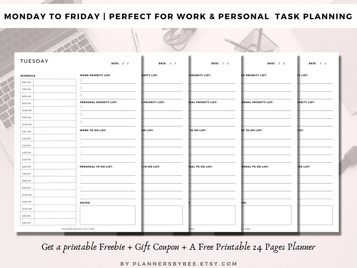 7 Day Planner Printable Daily Templates Planner Best Minimal - Etsy