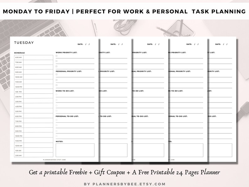 7 Day Planner Printable Daily Templates Planner Best Minimal - Etsy