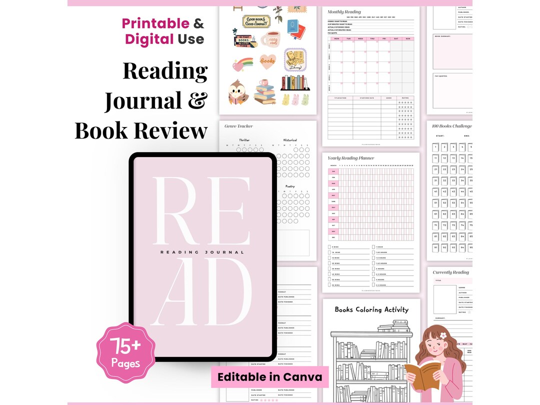 Printable Reading Tracker Journal, Reading Log, Book Tracker, Book ...