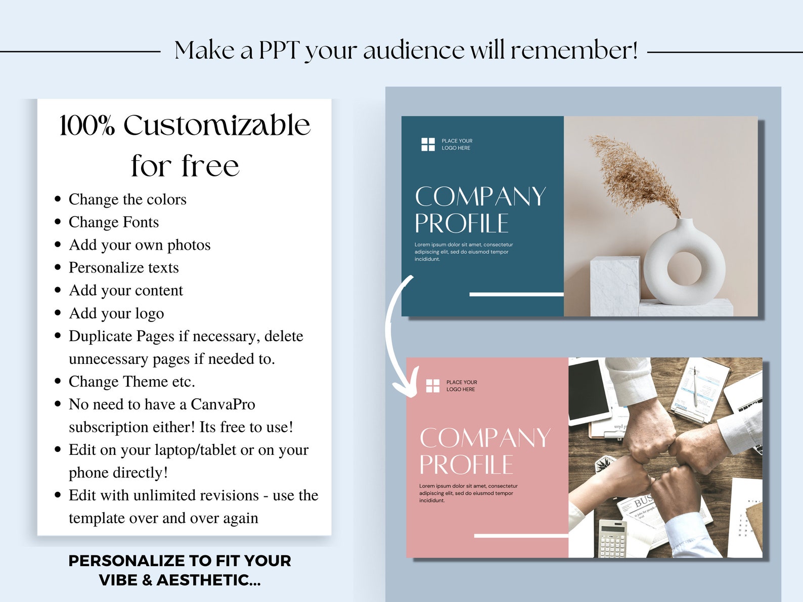 Blue Modern Job Interview Template Powerpoint Presentation - Etsy