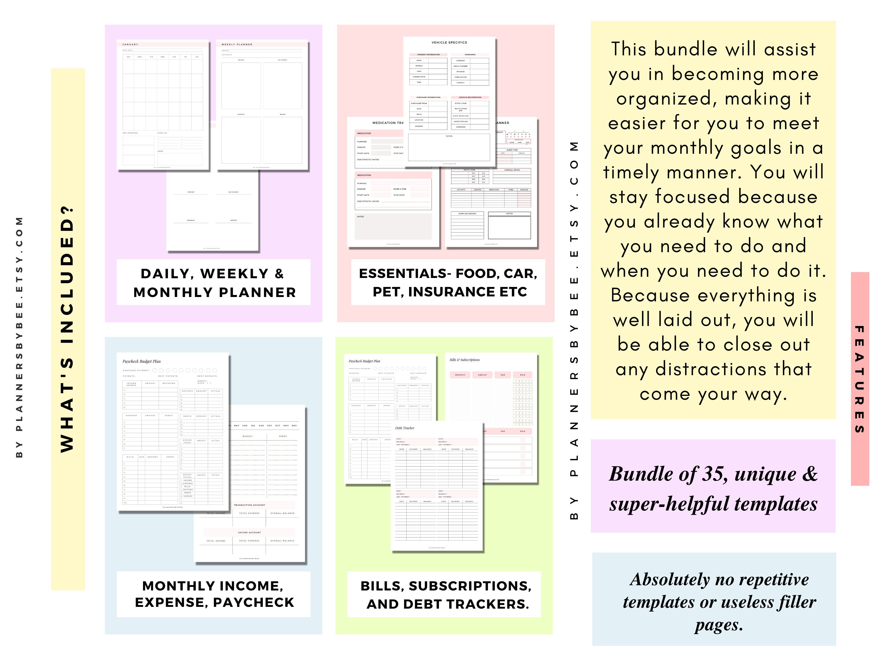 Monthly Planner Printable Productivity Planner Monthly - Etsy