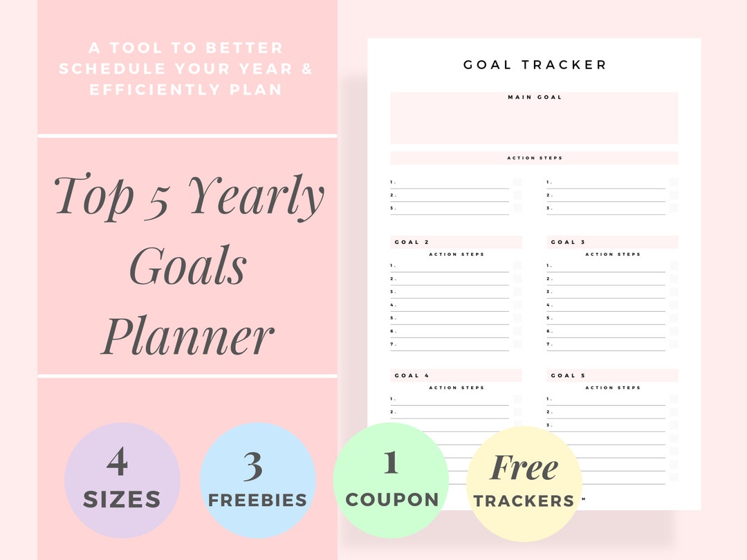 Top 5 Goals Planner, Goal Tracker, Goals Setting, Goal Journal, Goals ...