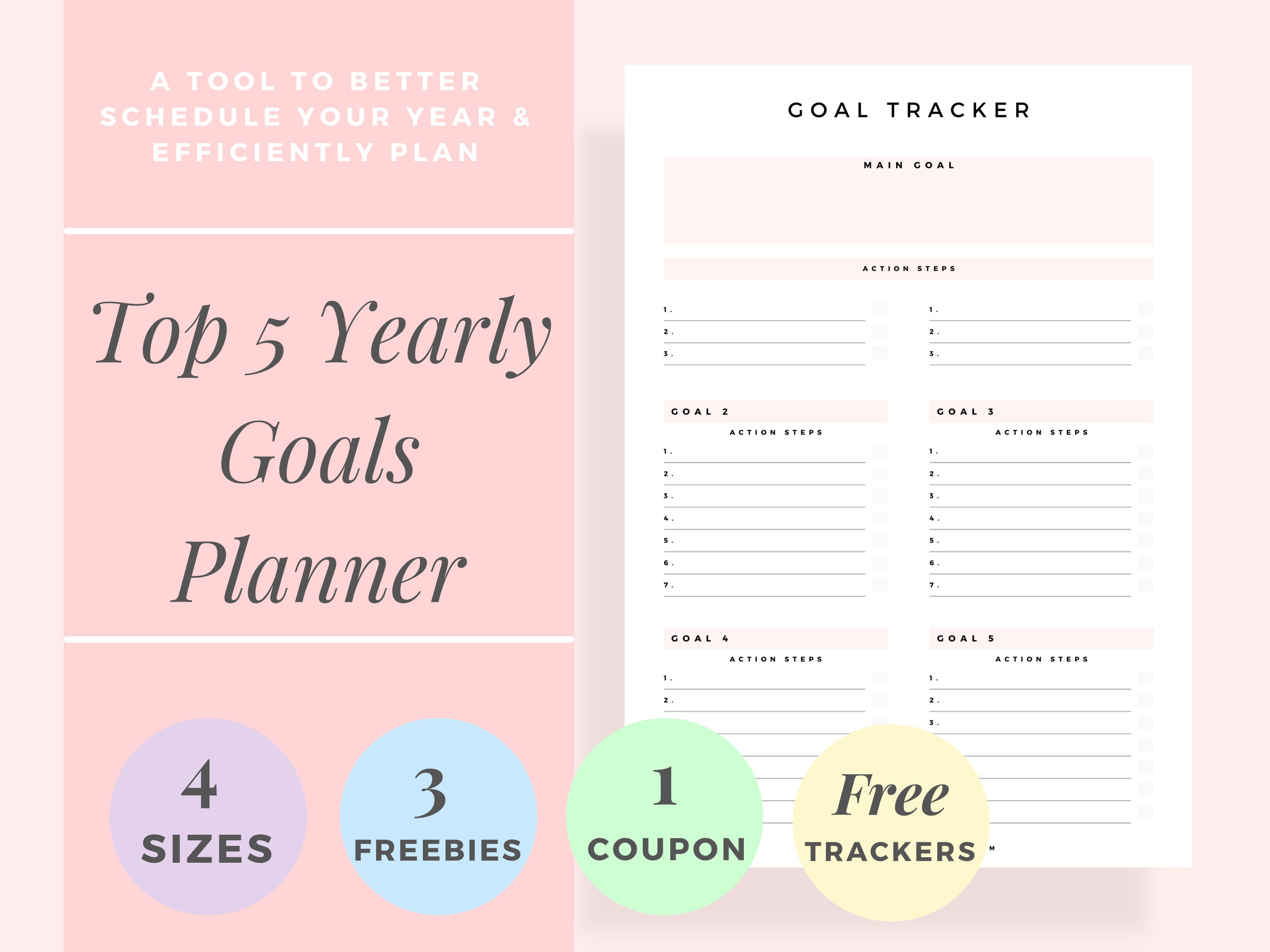 Top 5 Goals Planner Goal Tracker Goals Setting Goal - Etsy