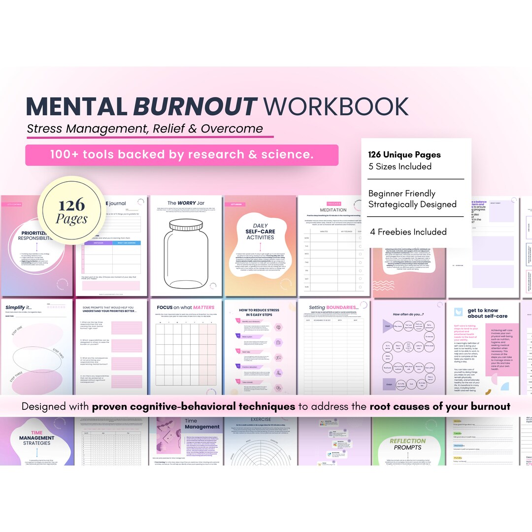 Burnout Journal Printable, Burnout Workbook, Stress Management, Burnout ...