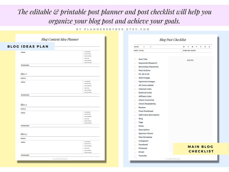 Bloggers Templates Planner Editable Blog Bundle Content | Etsy
