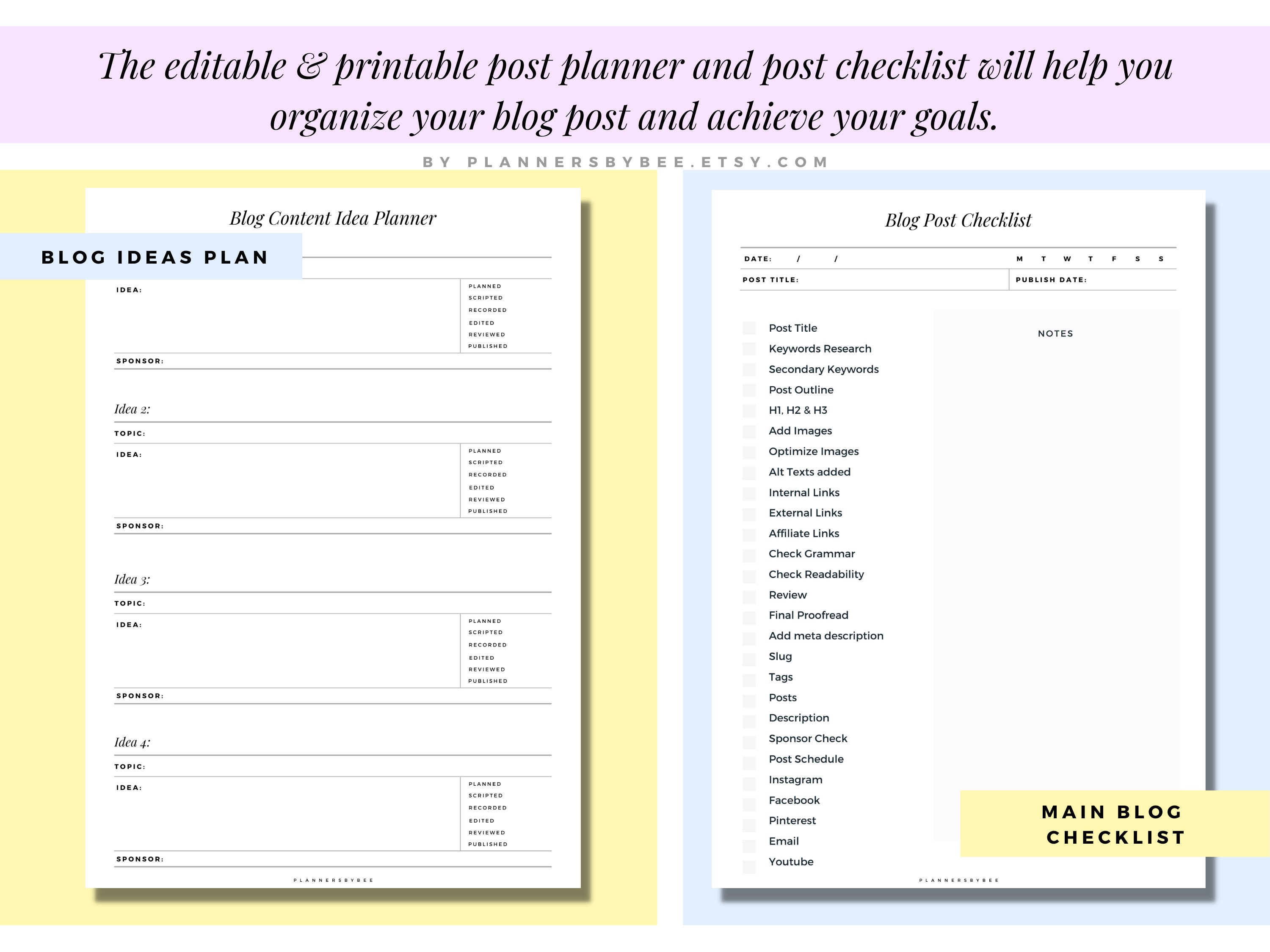 Bloggers Templates Planner Editable Blog Bundle Content | Etsy