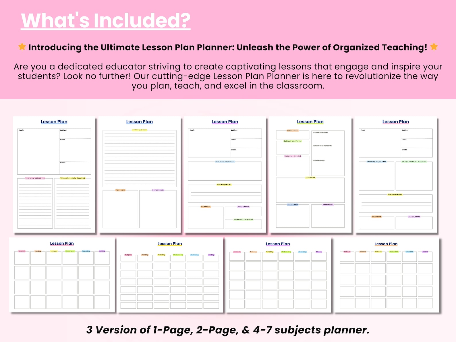 Lesson Plan Template Lesson Planner Printable Homeschool - Etsy