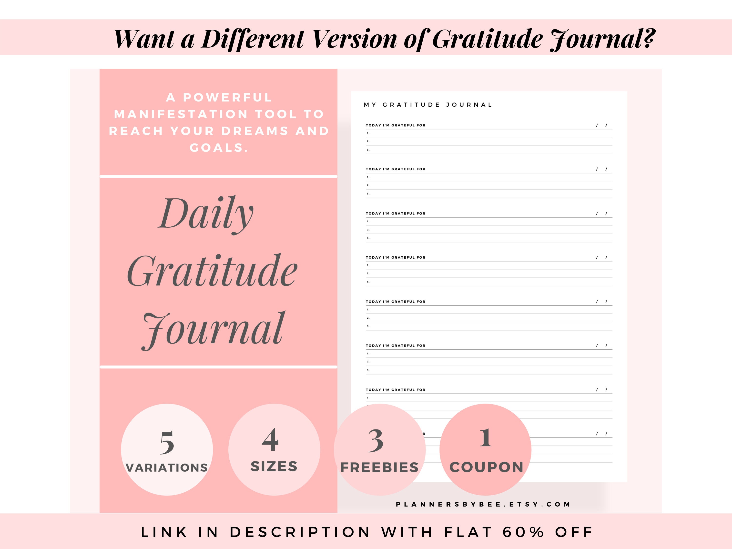 Daily Gratitude Journal Template Daily Reflection Self Care - Etsy