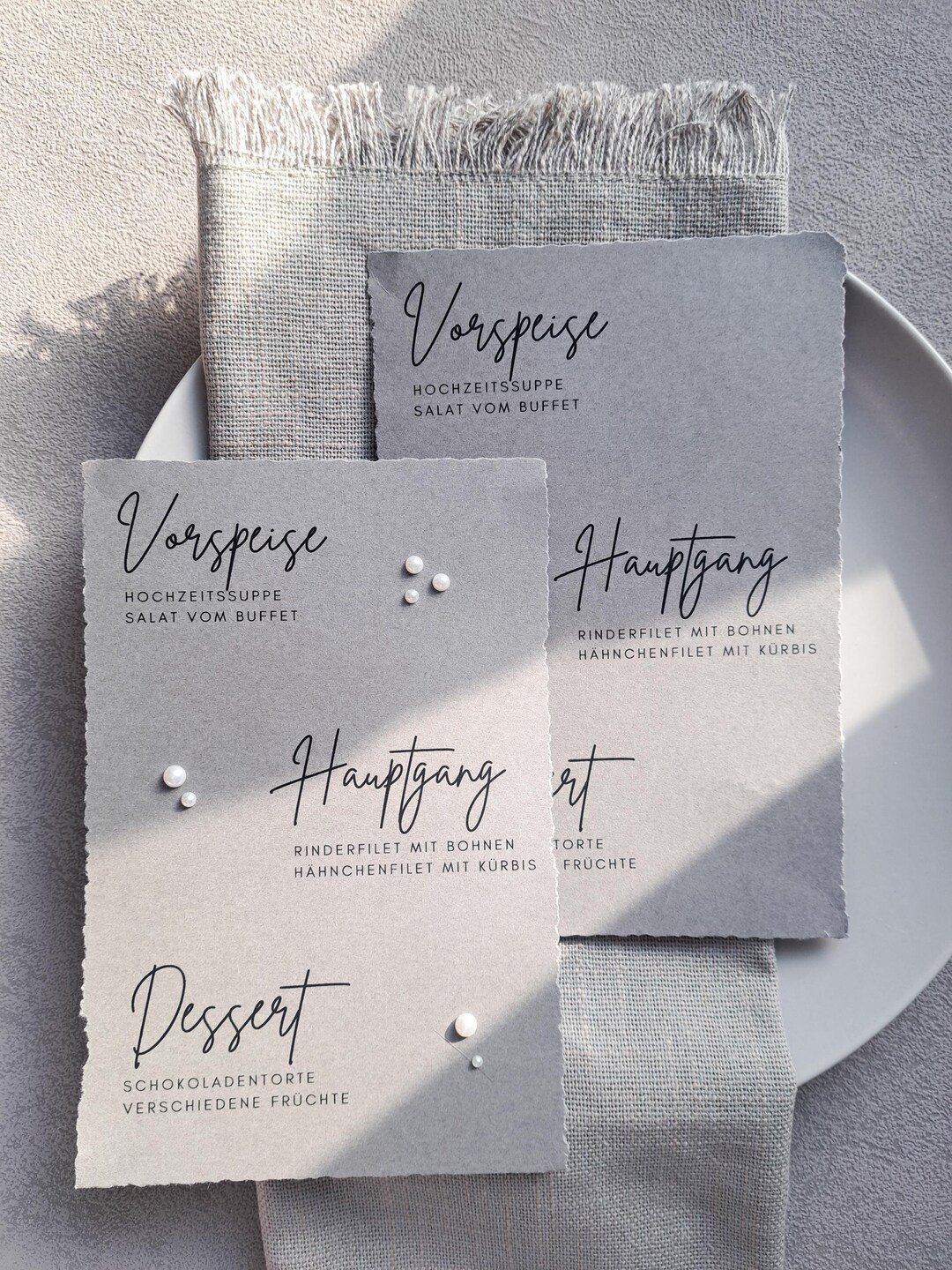 Menu Card I Menu Card Wedding I Menu Card Hand-torn I Hand-torn Menu ...