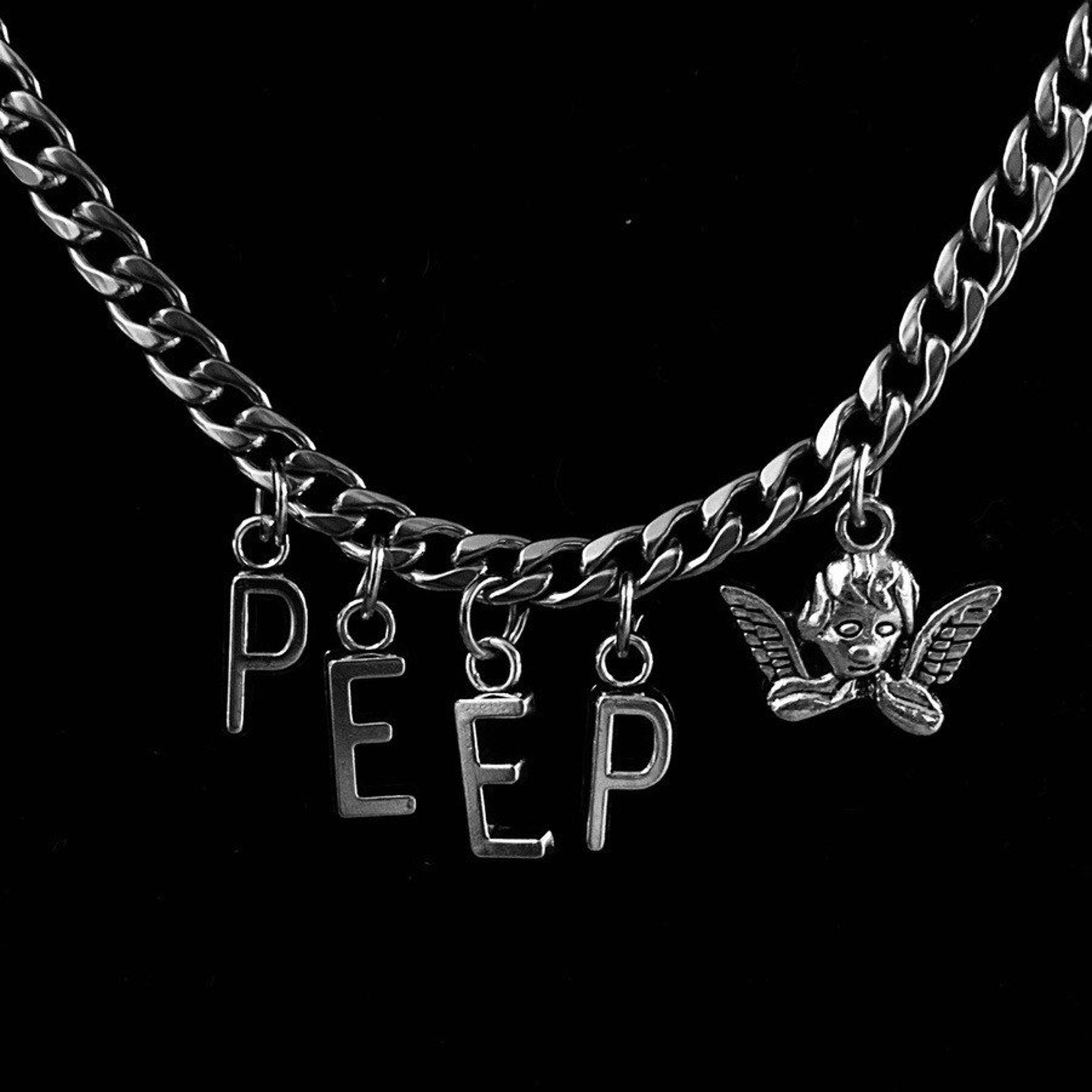Lil Peep Cherub Angel cuban link chain necklace | Etsy