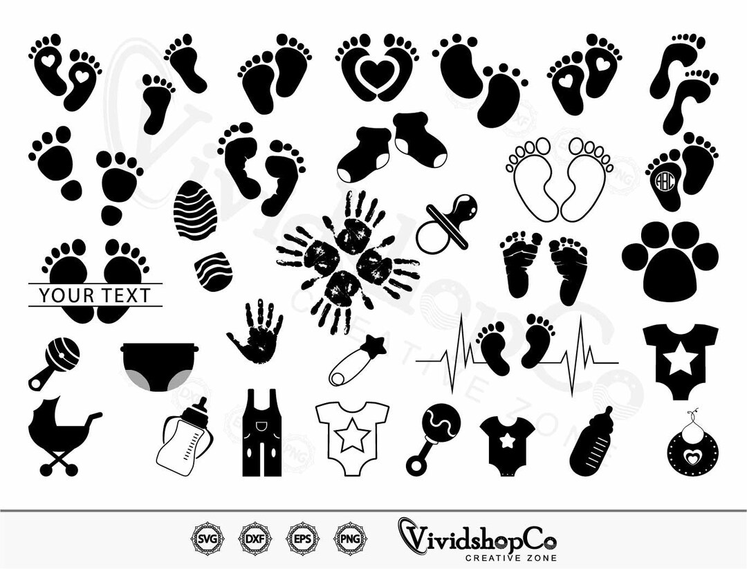 Baby Feet SVG Bundle, Baby Footprint Svg, Baby Shower Svg, Baby Svg ...