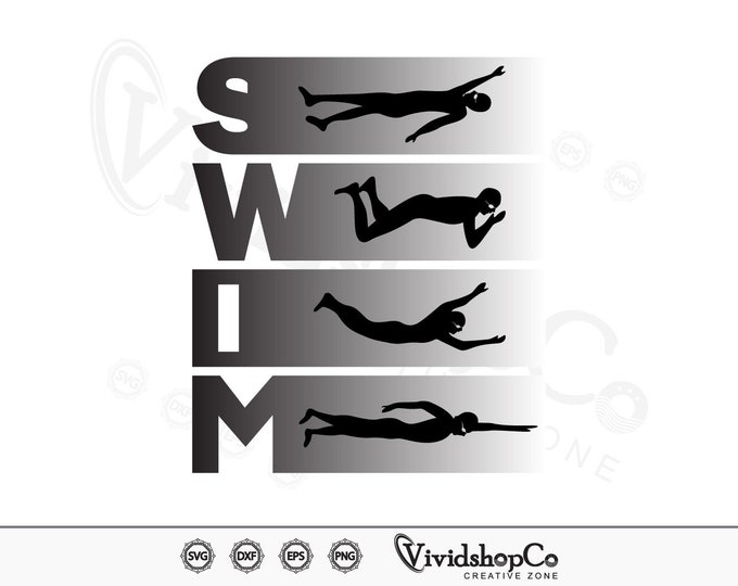 Swimming Svg - Swim Cut File - Swim Template 002 - Svg - Eps - Dxf ...