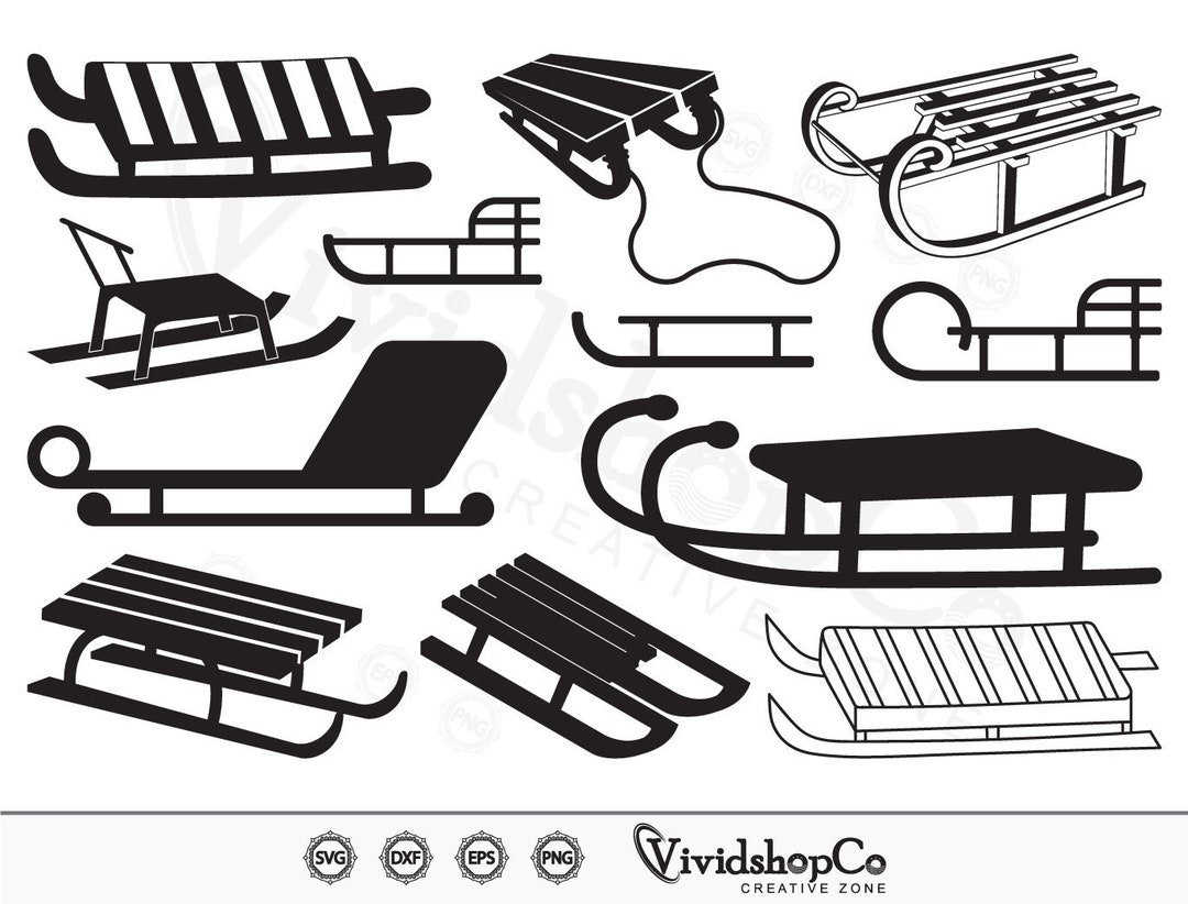 Wooden Sled SVG, Sled Svg, Sleigh Sled Svg, Snow Sled Svg, Clipart, Cut ...