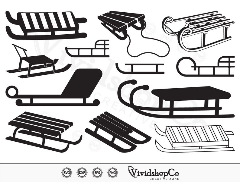 Wooden Sled SVG, Sled Svg, Sleigh Sled Svg, Snow Sled Svg, Clipart, Cut ...