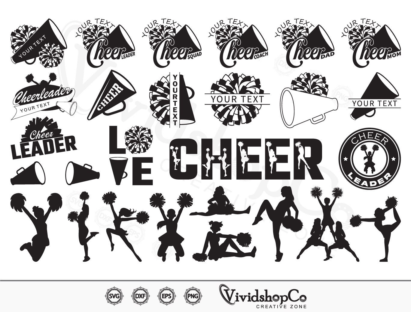 Cheerleader SVG Pom Pom Svg Megaphone Svg Tumbling Cheer - Etsy