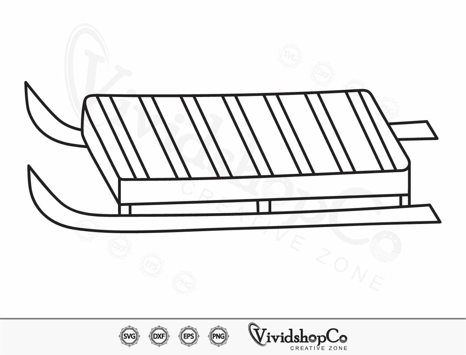 Wooden Sled SVG, Sled Svg, Sleigh Sled Svg, Snow Sled Svg, Clipart, Cut ...