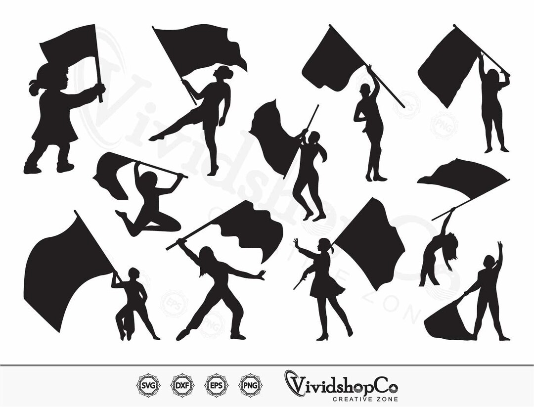 Color Guard Flags Bundle Svg, Color Guard Clipart, Color Guard Marching ...