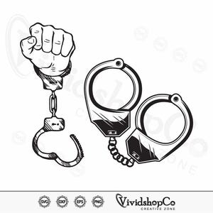 Handcuff SVG Bundle, Handcuff Clipart, Cut File, for Silhouette, Svg ...