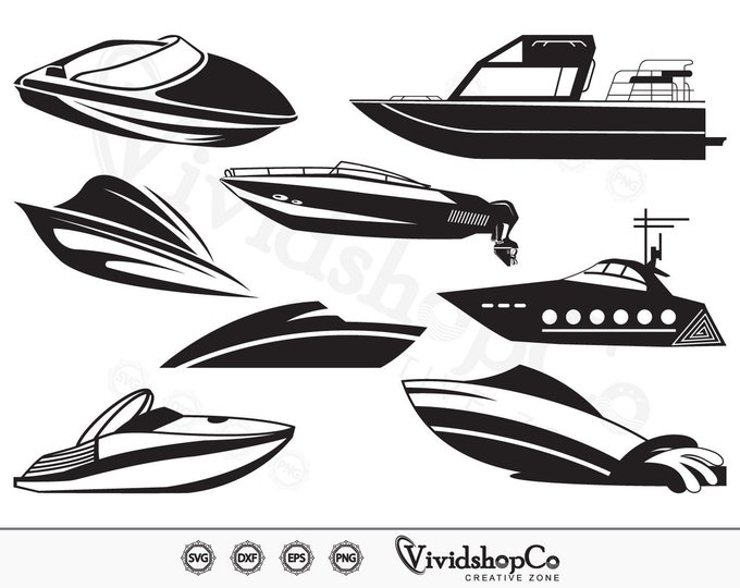 Speed Boat SVG 3 Speed Boat DXF, Speed Boat PNG, Speed Boat Clipart ...