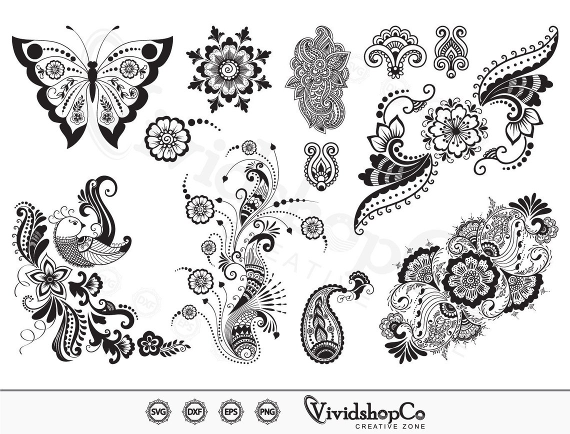 Mehndi SVG Mehndi Flower Svg Henna Drawing Svg (Download Now) - Etsy