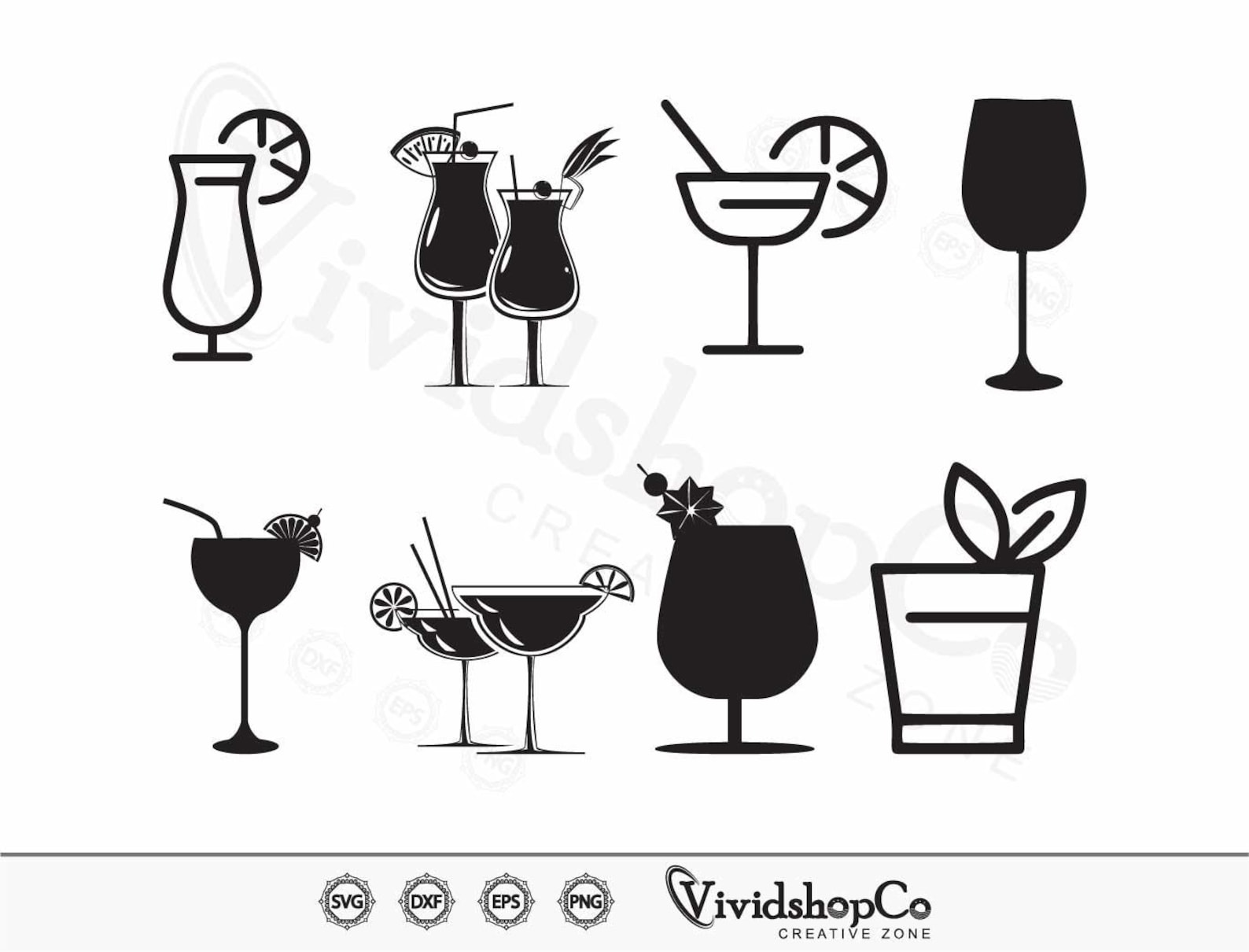 Cocktail SVG, Alcohol Glass Svg, Shot Glass Svg, Drink Svg, Clipart ...