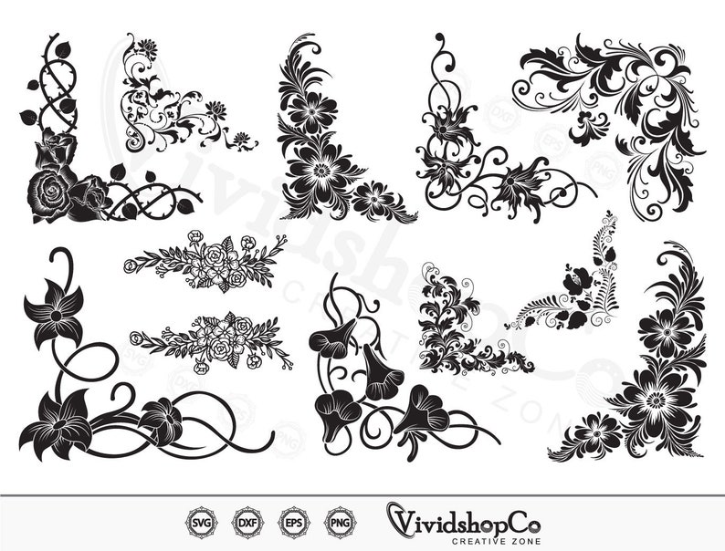 Floral Corner SVG Corner Floral Border Floral Floral Frame - Etsy