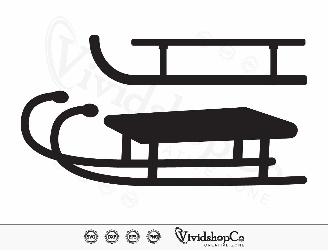 Wooden Sled SVG, Sled Svg, Sleigh Sled Svg, Snow Sled Svg, Clipart, Cut ...