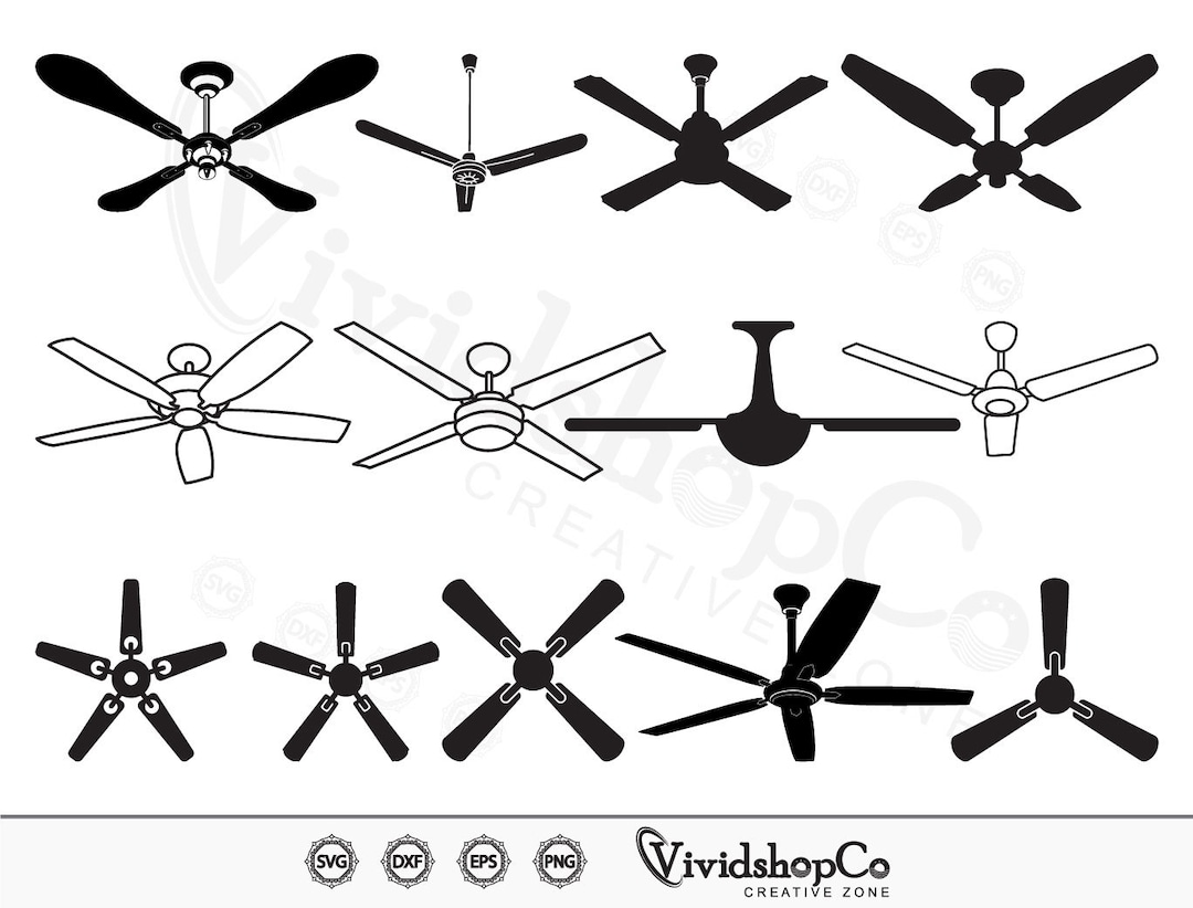 Ceiling Fan Svg Ceiling Svg Fan Svg Ceiling Fan Outline Clipart Cut Files For Silhouette