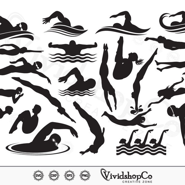 Swimmer Svg - Etsy
