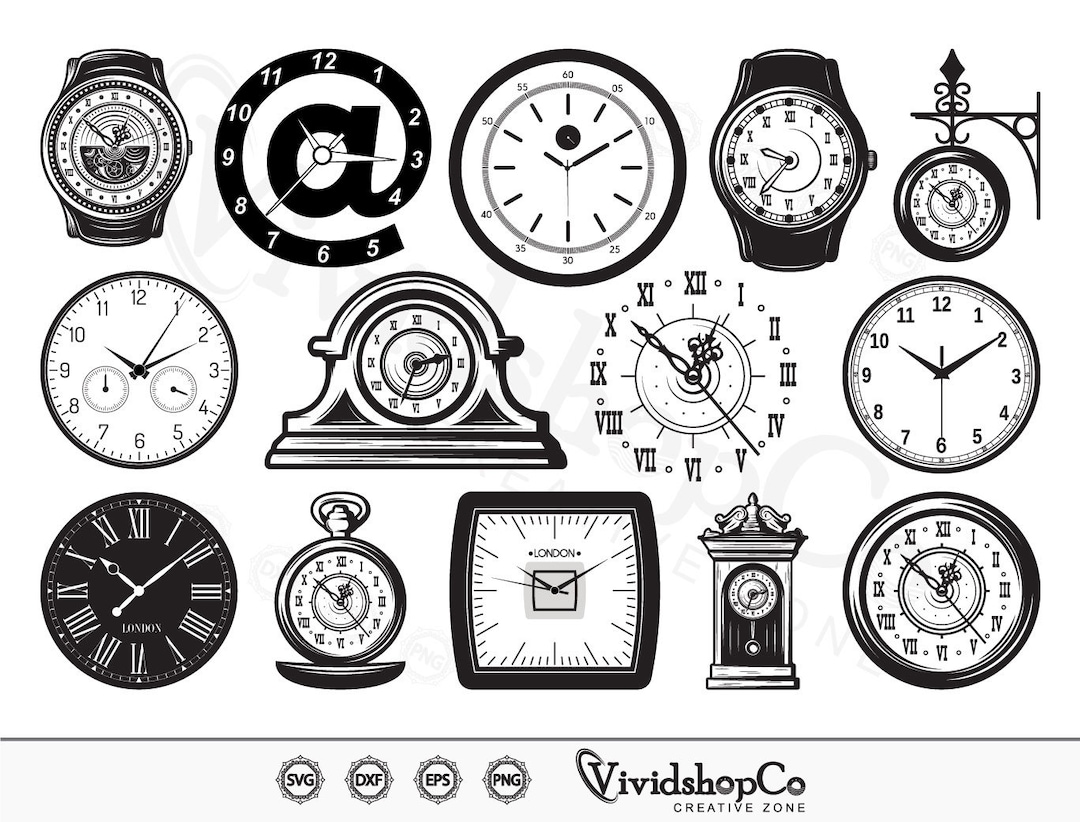 Clock SVG, Watch Svg, Time Svg, Wall Clock Svg, Clipart, Cut Files for ...