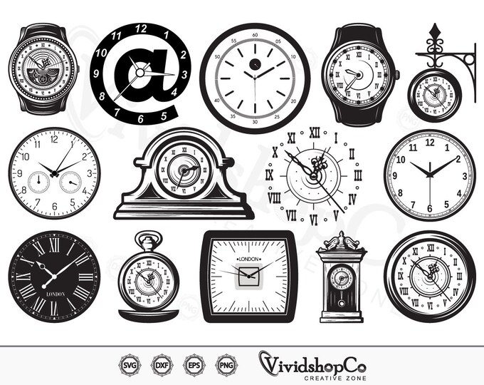 Clock SVG/ Watch SVG/ Time Svg/ Wall Clock Svg/ Clipart/ Cut Files ...