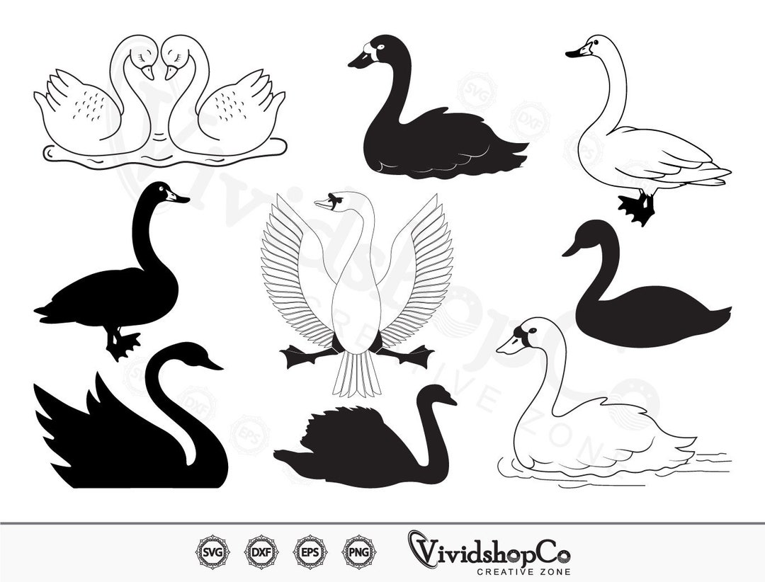 Swan Svg, Swans Svg, Swan Clipart, Swan Cut Files for Silhouette, Files ...