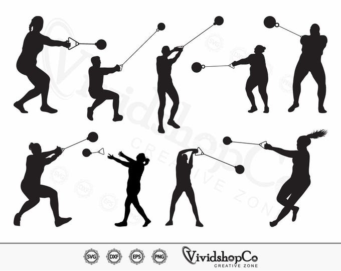 Weight Throw Silhouette Bundle | Weight Throw Players With Logo and ...