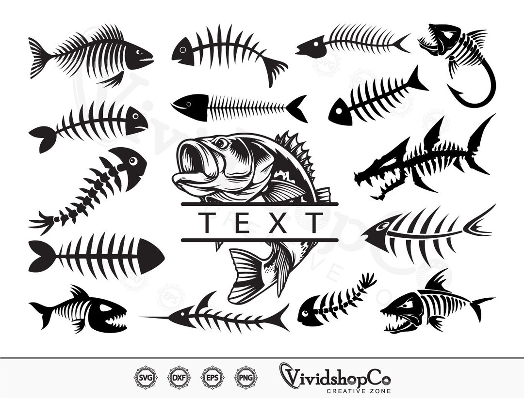 Fish Bone Svg, Fishbone Svg, Fish Svg, Fish Skull Svg, Clipart, Cut ...