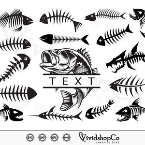 Fish Skeleton SVG, Fish Skeleton Vector, Silhouette, Cricut File ...