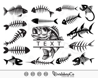 Fish Bone Svg, Fishbone Svg, Fish Svg, Fish Skull Svg, Clipart, Cut ...
