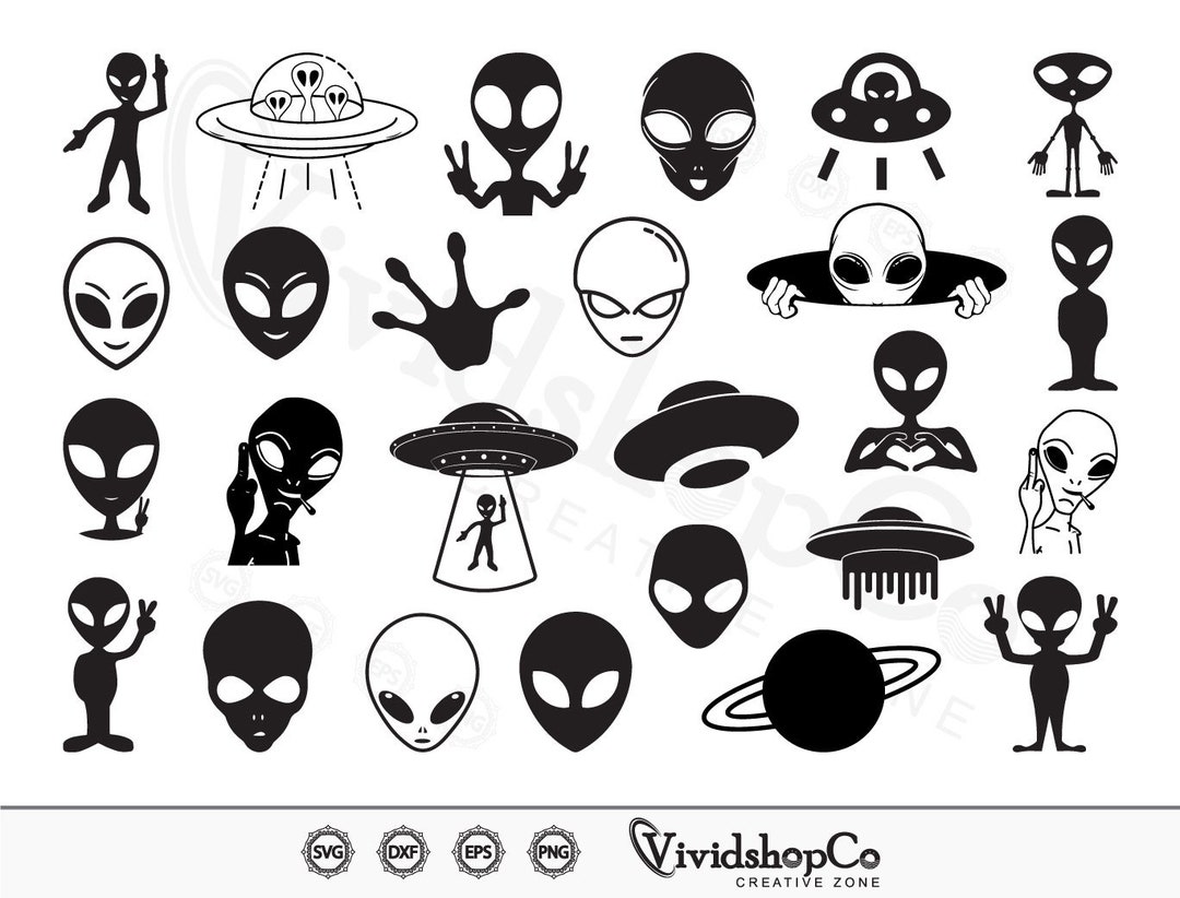 Alien SVG Bundle, Ufo Svg, Aliens Dxf, Ufo Png, Ufo Eps, Aliens Vector ...