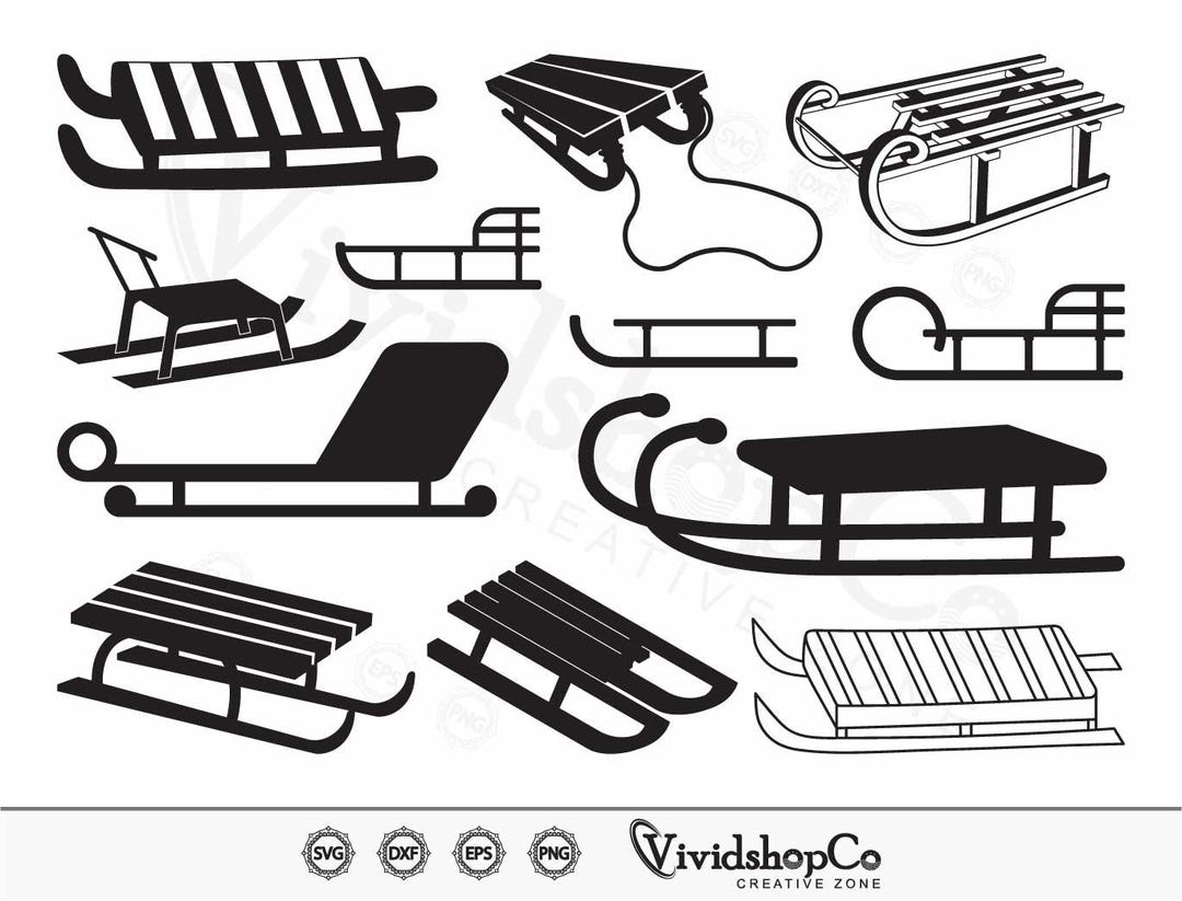 Wooden Sled SVG, Sled Svg, Sleigh Sled Svg, Snow Sled Svg, Clipart, Cut ...