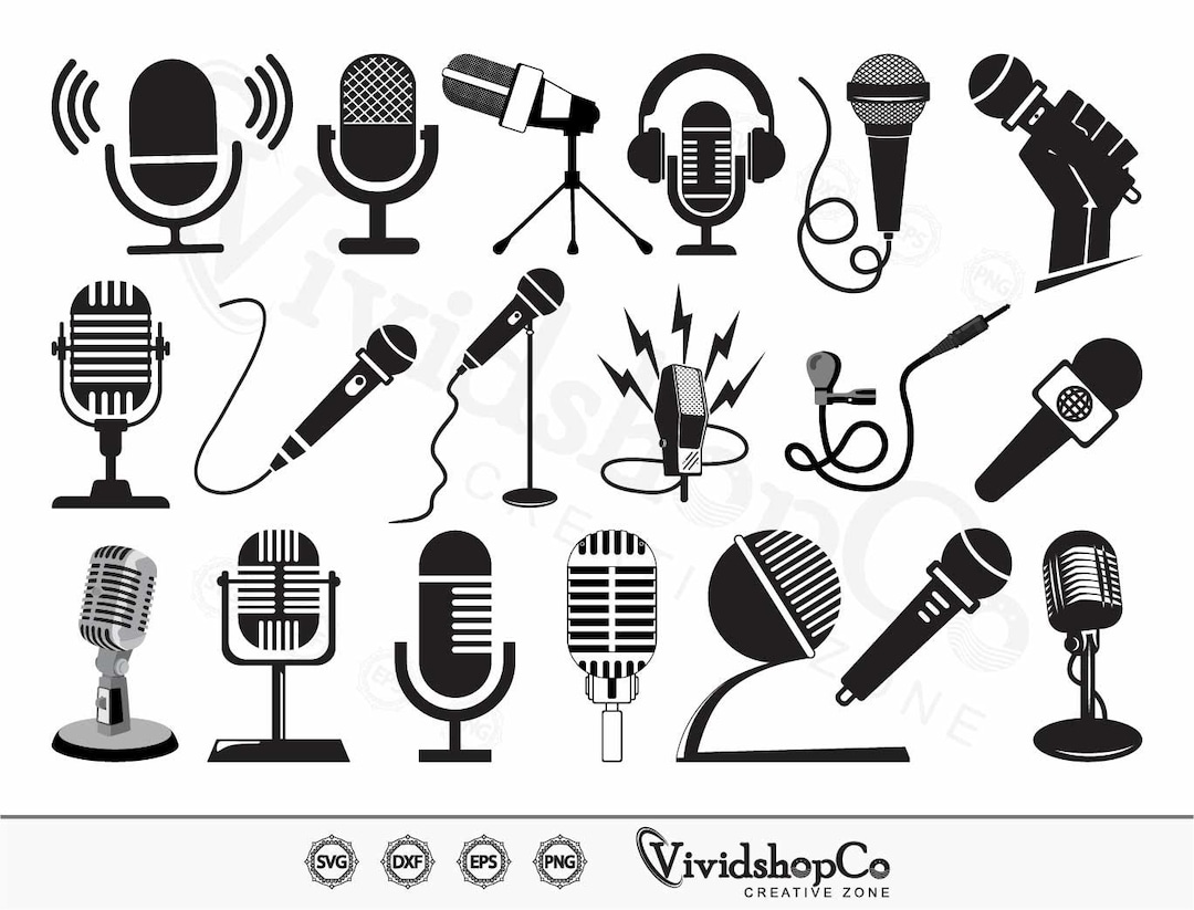Microphone Svg, Headphones Svg, Mic Stand Svg, Music Svg, Clipart, Cut ...