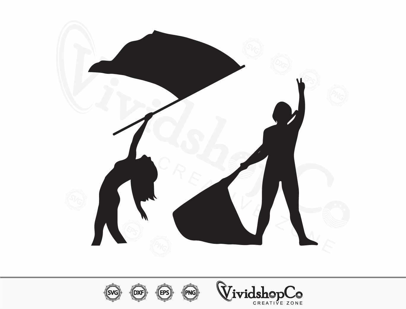 Color Guard Flags Bundle Svg, Color Guard Clipart, Color Guard Marching ...
